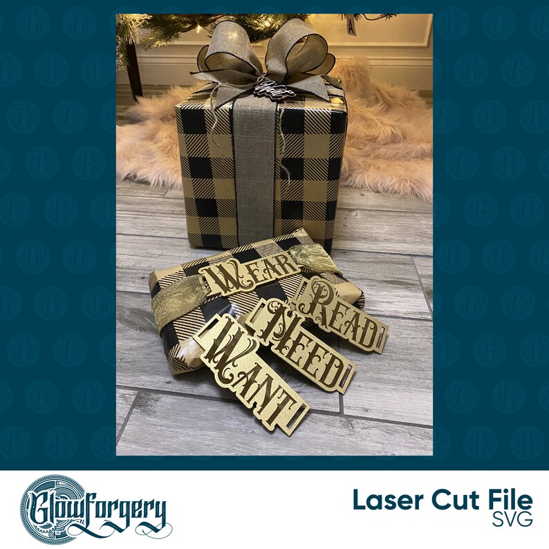 Reusable Gift Tags SVG Laser Cut File: Want Read Wear Need (digital ...
