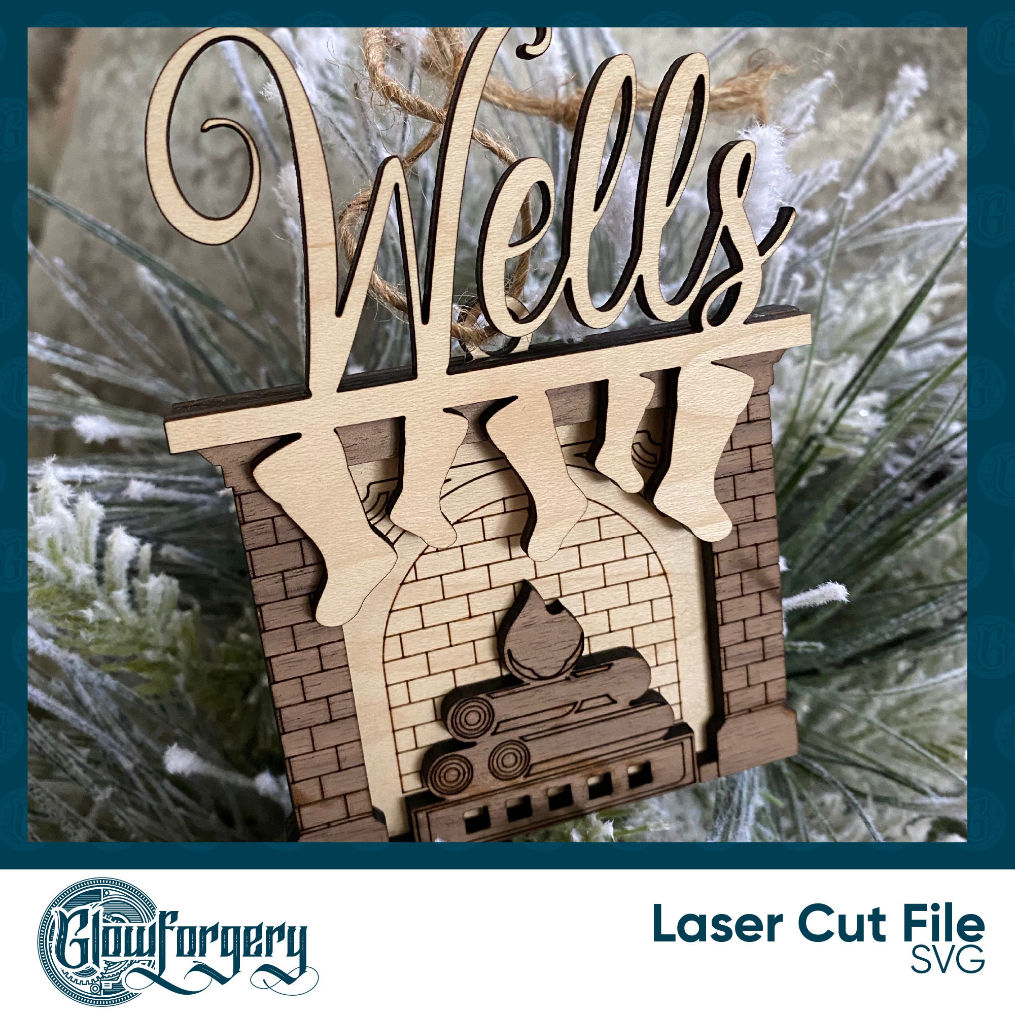 Christmas Fireplace Tree Ornament With Personalized Stockings - Etsy