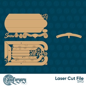 Snow Sled / Digital Laser Cut SVG File / Glowforge / Home Decor ...