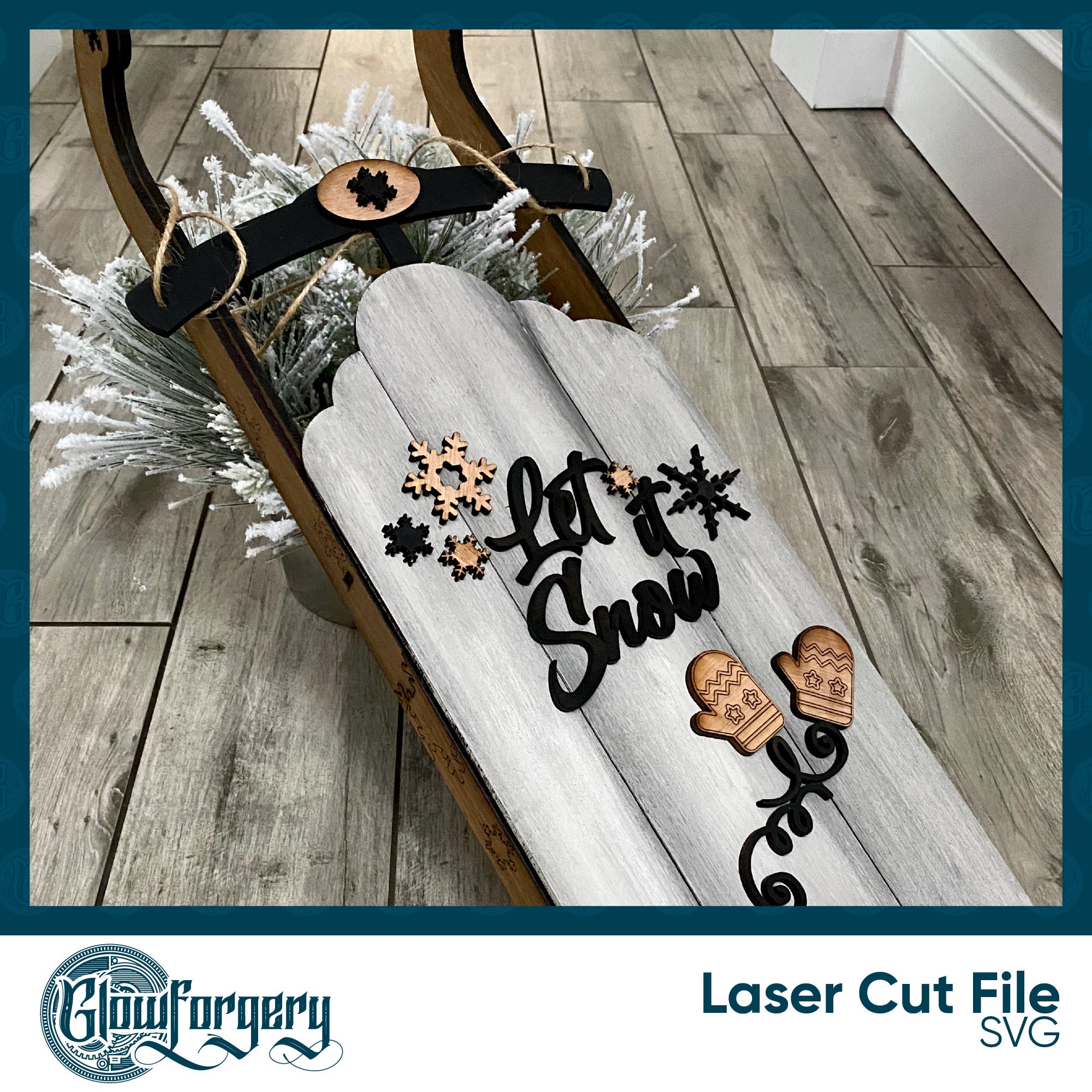 Snow Sled / Digital Laser Cut SVG File / Glowforge / Home - Etsy