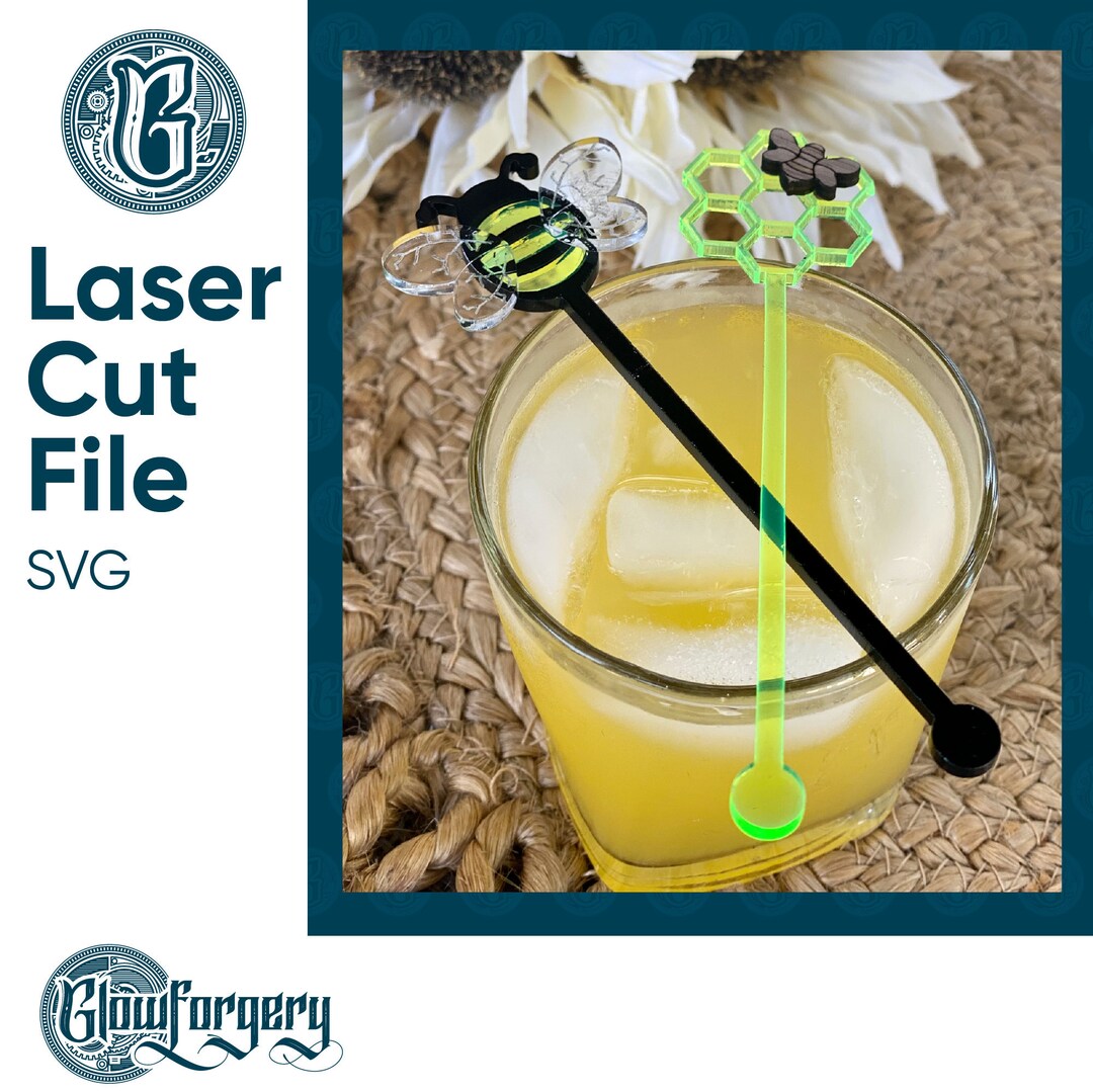 Honey Bee Food Pick & Drink Stir Stick SVG Laser Cut File - Etsy