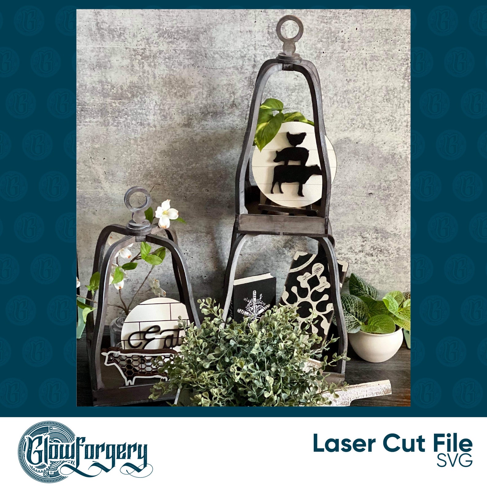 Cloche Set With Tiered Tray / Digital Laser Cut SVG File / - Etsy