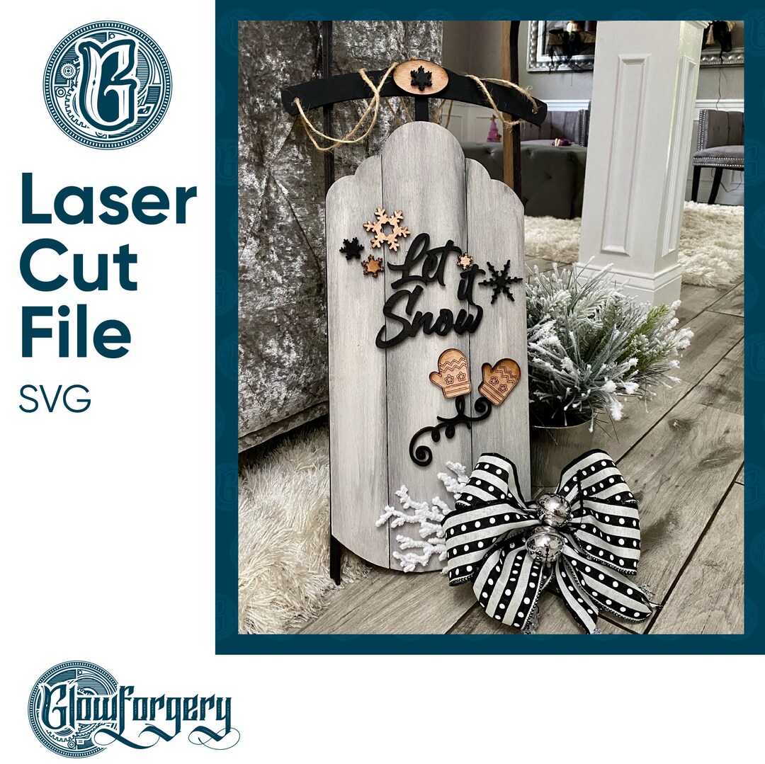 Snow Sled / Digital Laser Cut SVG File / Glowforge / Home Decor ...