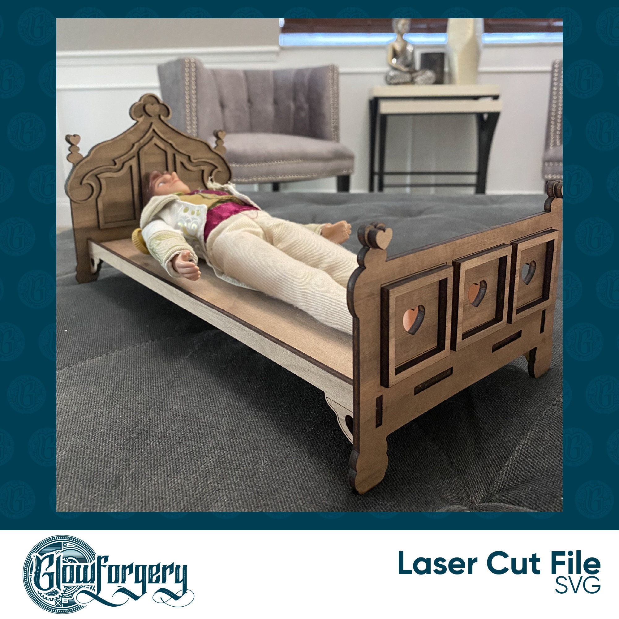Victorian Doll Bed Prop: Laser Cut SVG File for Glowforge (digital ...