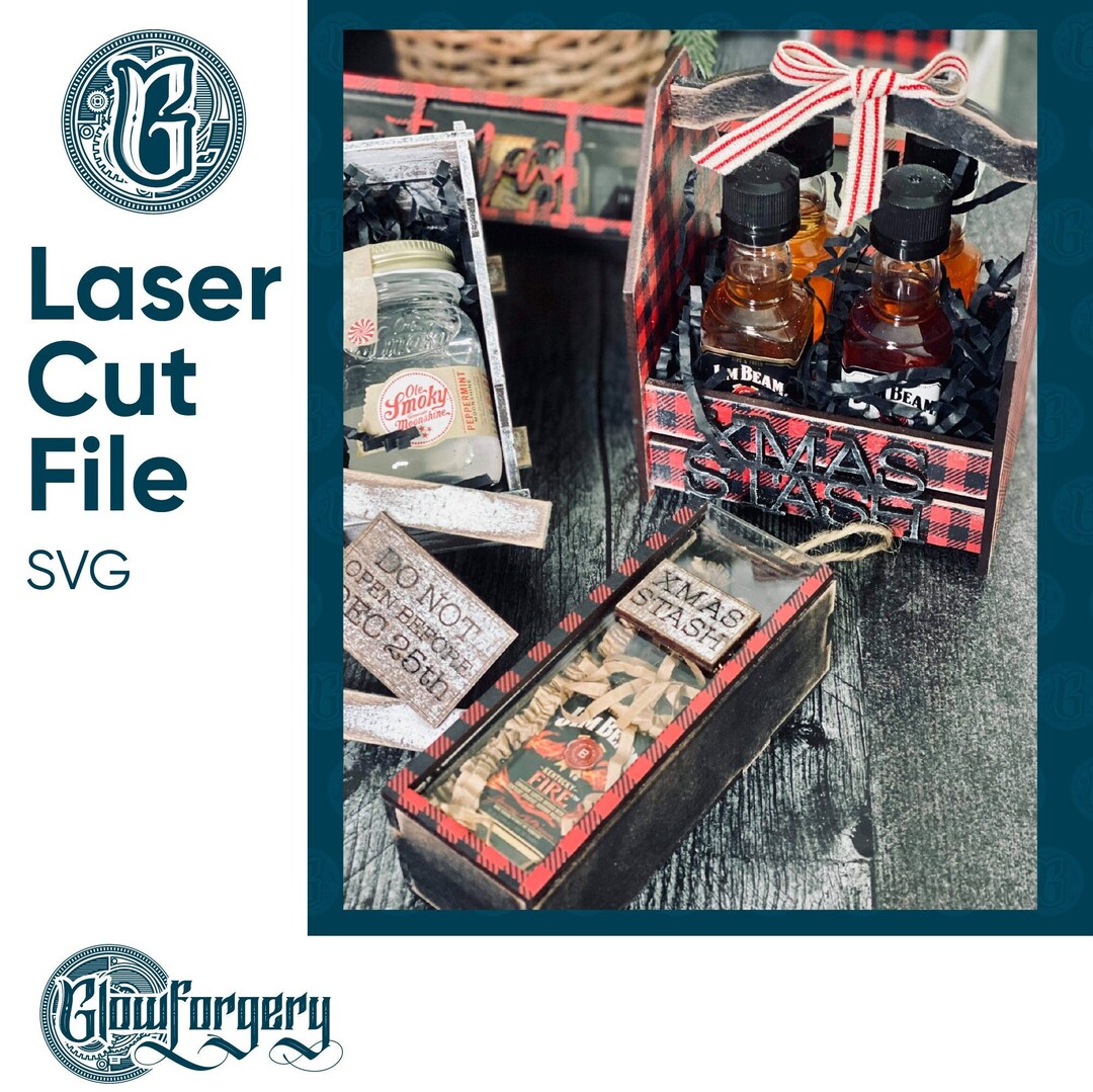 Laser Cut Mini Liquor Bottle Caddy & Gift Box SVG File - Etsy