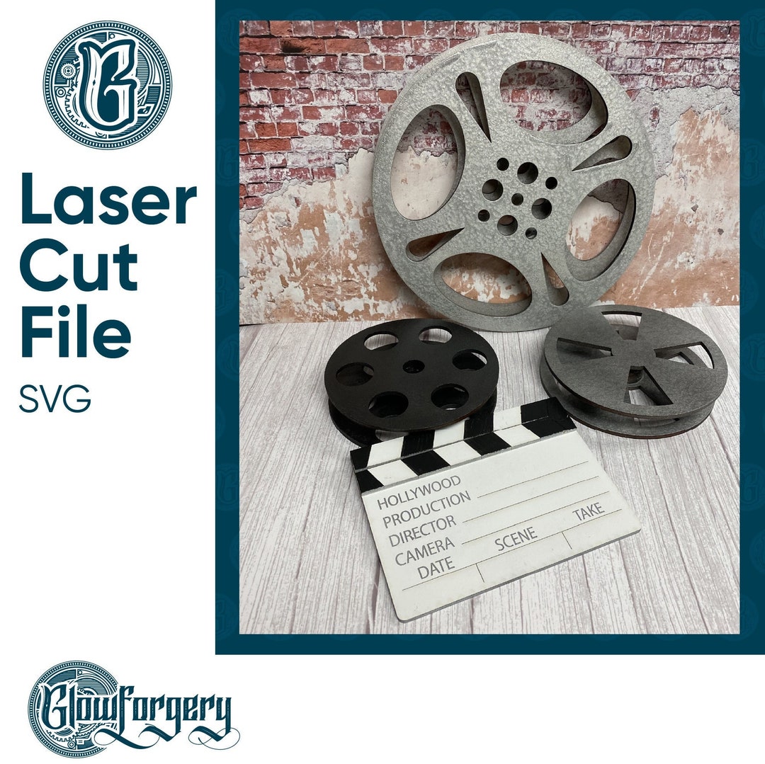 Movie Reel & Clapper Board Set / Digital Laser Cut SVG File / Glowforge ...