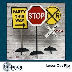 18" Road Sign Set / Digital Laser Cut SVG File / Glowforge / Home Decor ...