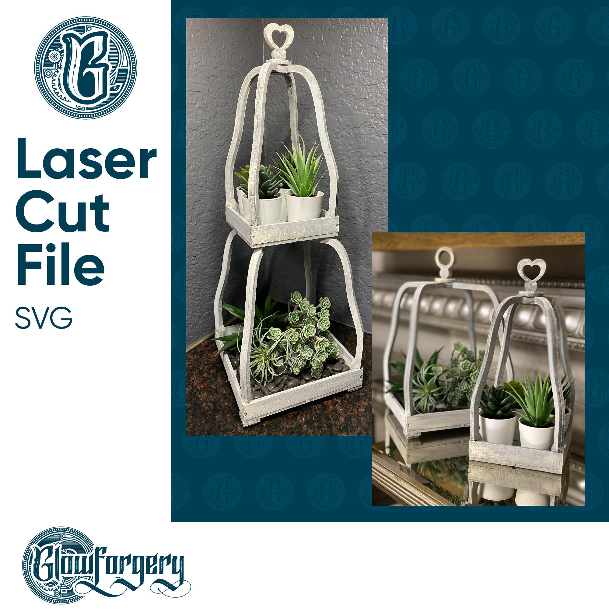 Cloche Set With Tiered Tray / Digital Laser Cut SVG File / Glowforge ...