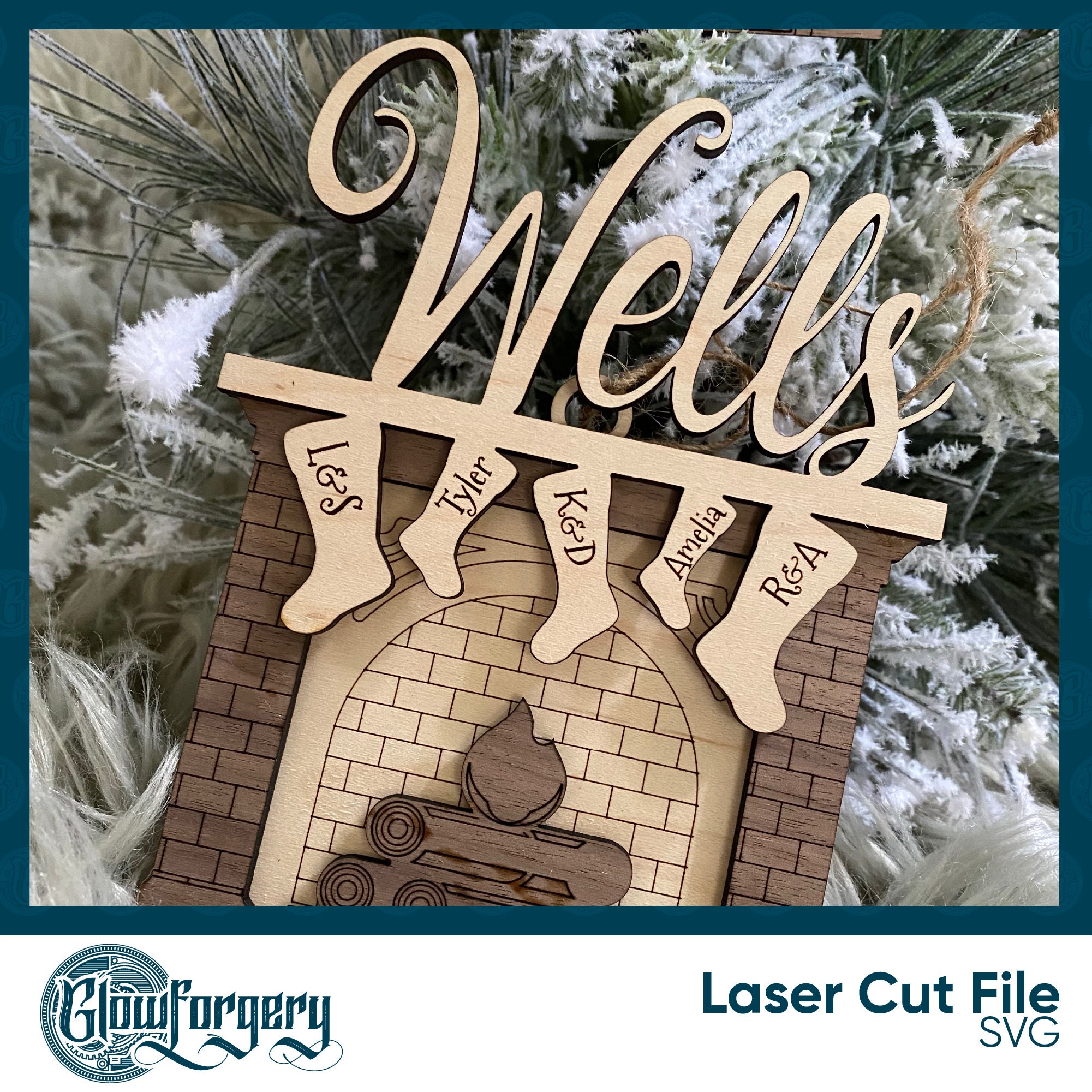 Christmas Fireplace Tree Ornament With Personalized Stockings - Etsy