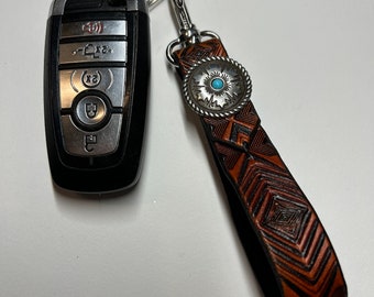 Hand Tooled Leather, Leather, Western, Keychain, Western Leather ...