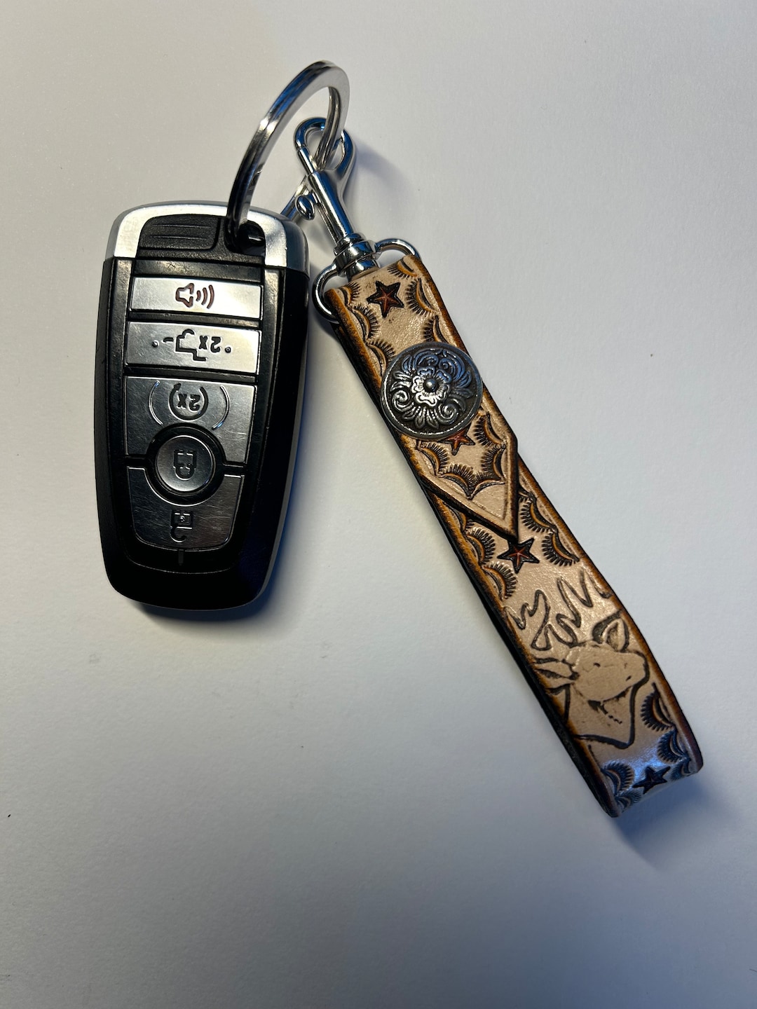 Leather Keychain, Genuine, Hand Tooled - Etsy