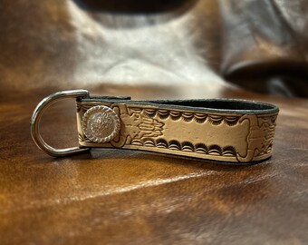 Hand Tooled & Carved Genuine Leather Cow Tag Keychain - Etsy