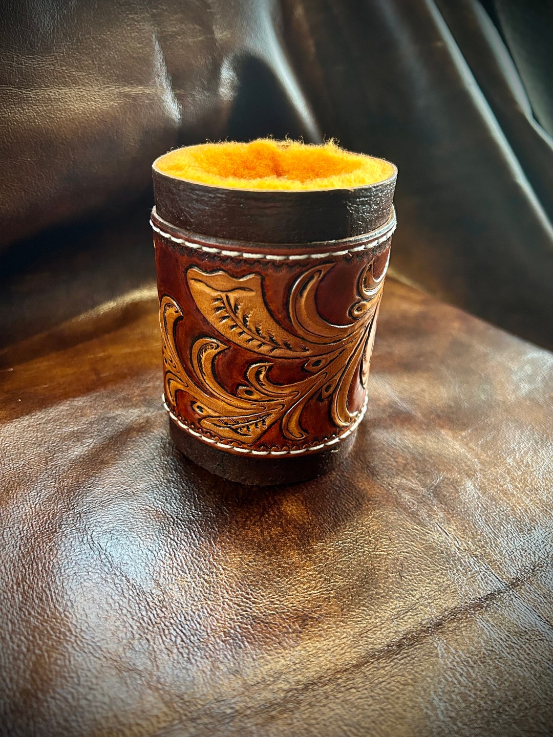 Leather Hand Tooled Beverage Sleeve - Etsy
