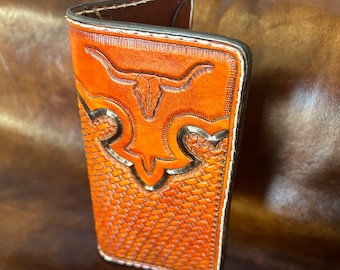 Hand Tooled Leather Roper Wallet - Etsy