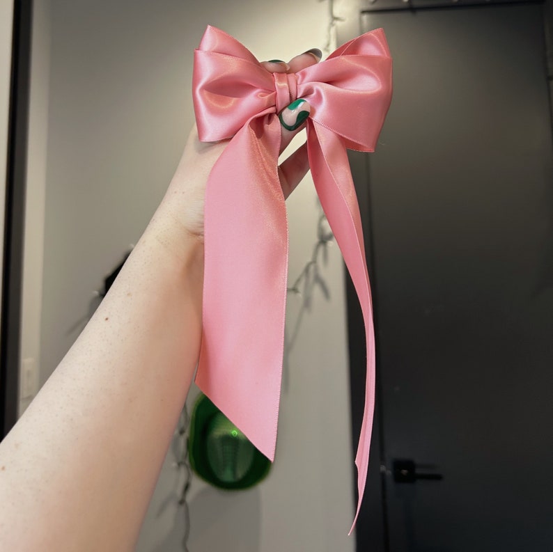 Pink Coquette Aesthetic Satin Hair Bow Clip - Etsy