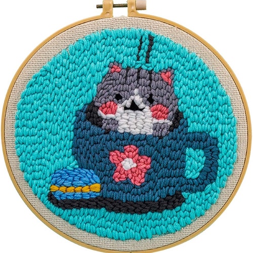 DIY Cat Punch Needle Kit for Beginner DIY Unfinished - Etsy