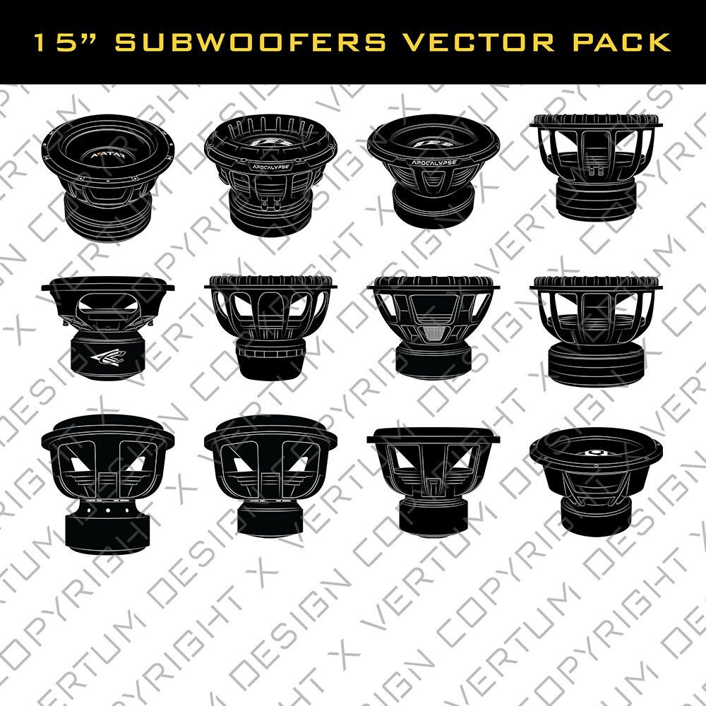 SPECIAL Pack of 15" Subwoofers Vector Designs - Audio Subwoofer Vector ...
