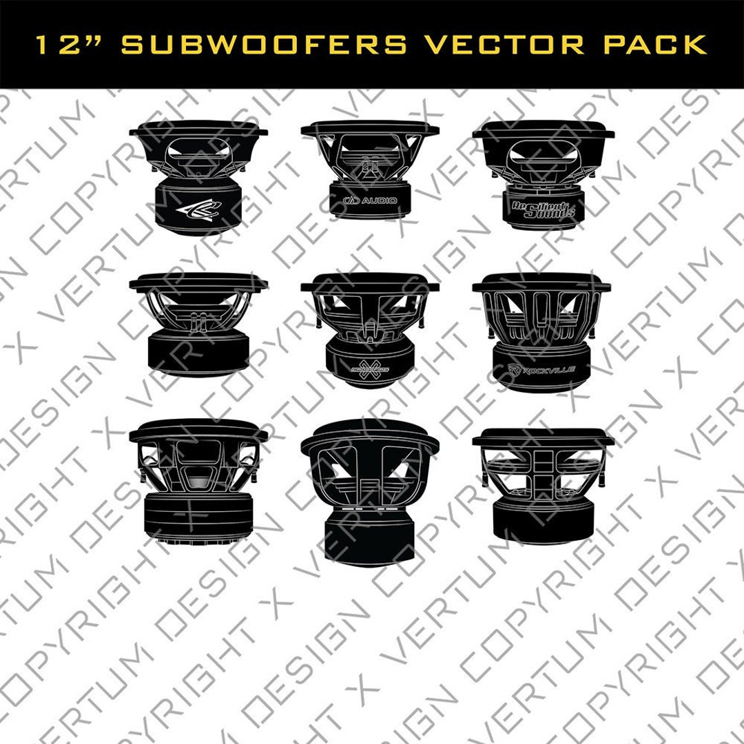 SPECIAL Pack of 12" Subwoofers Vector Designs - Audio Subwoofer Vector ...