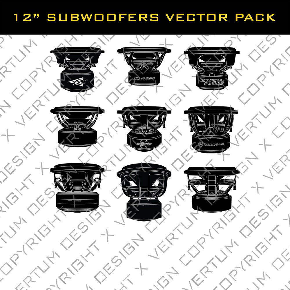 SPECIAL Pack of 12" Subwoofers Vector Designs - Audio Subwoofer Vector ...