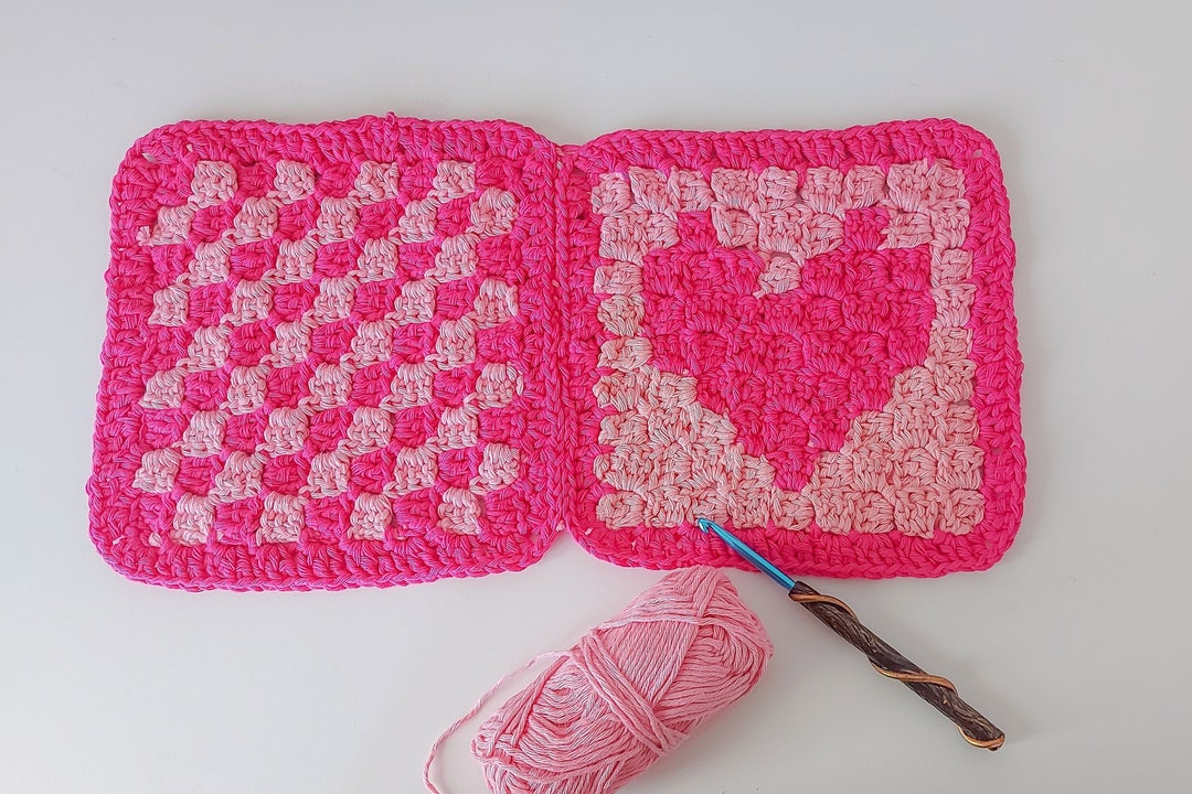 Heart & Checkerboard Mini C2C Pattern Crochet Basics Printable PDF - Etsy