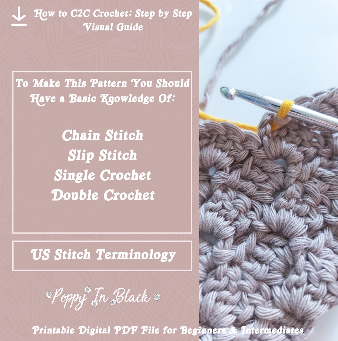 How to C2C Crochet - A Step by Step Visual Guide (printable PDF File ...