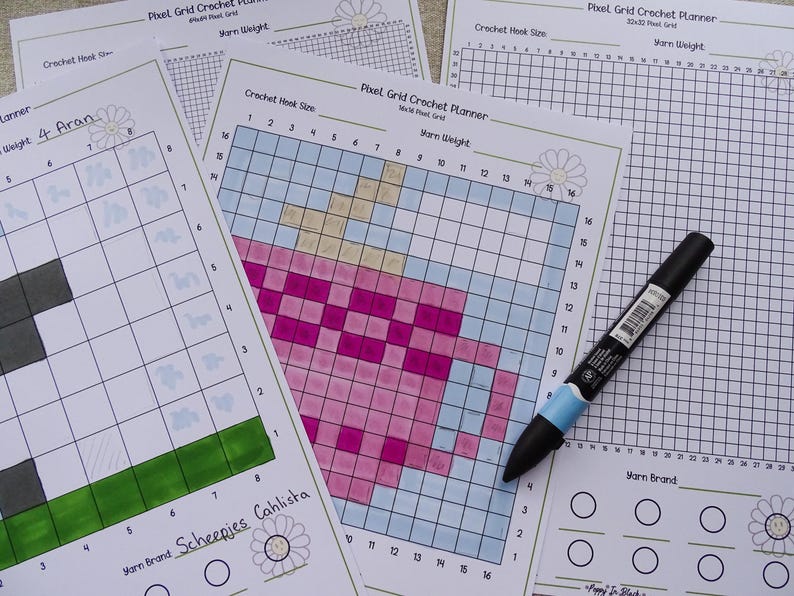 Pixel Grid Crochet Planner - Printable PDF File - Etsy