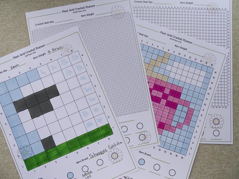 Pixel Grid Crochet Planner - Printable PDF File - Etsy