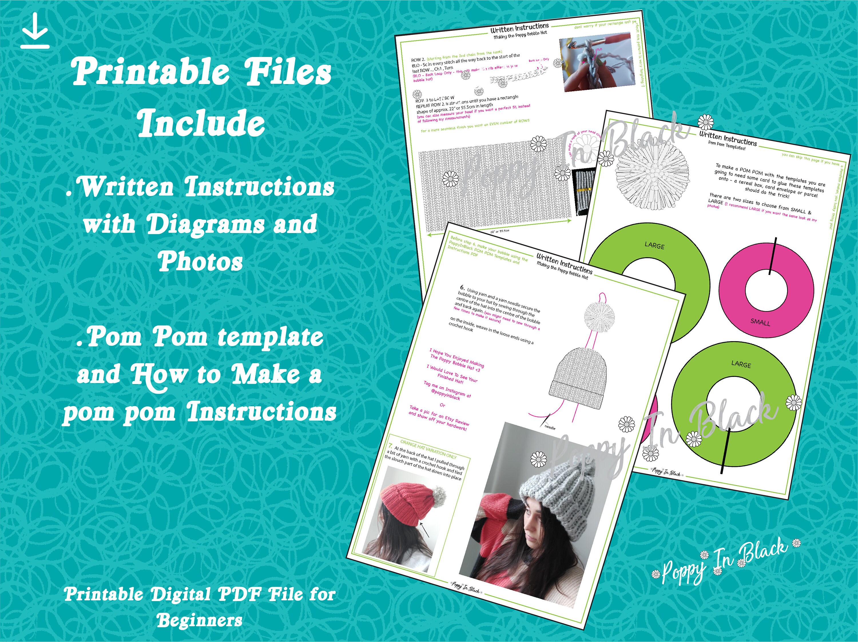 How to Make A Bobble Hat / Beanie Crochet Basics A Step by Step Guide ...