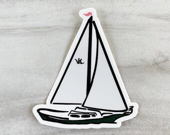 Sailboat Vinyl Decal Sticker Sailing Boating Sloop Dinghy Catboat ...