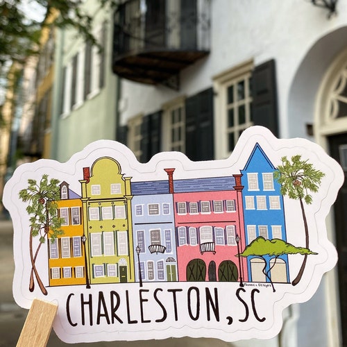 Charleston Rainbow Row Sticker - Etsy