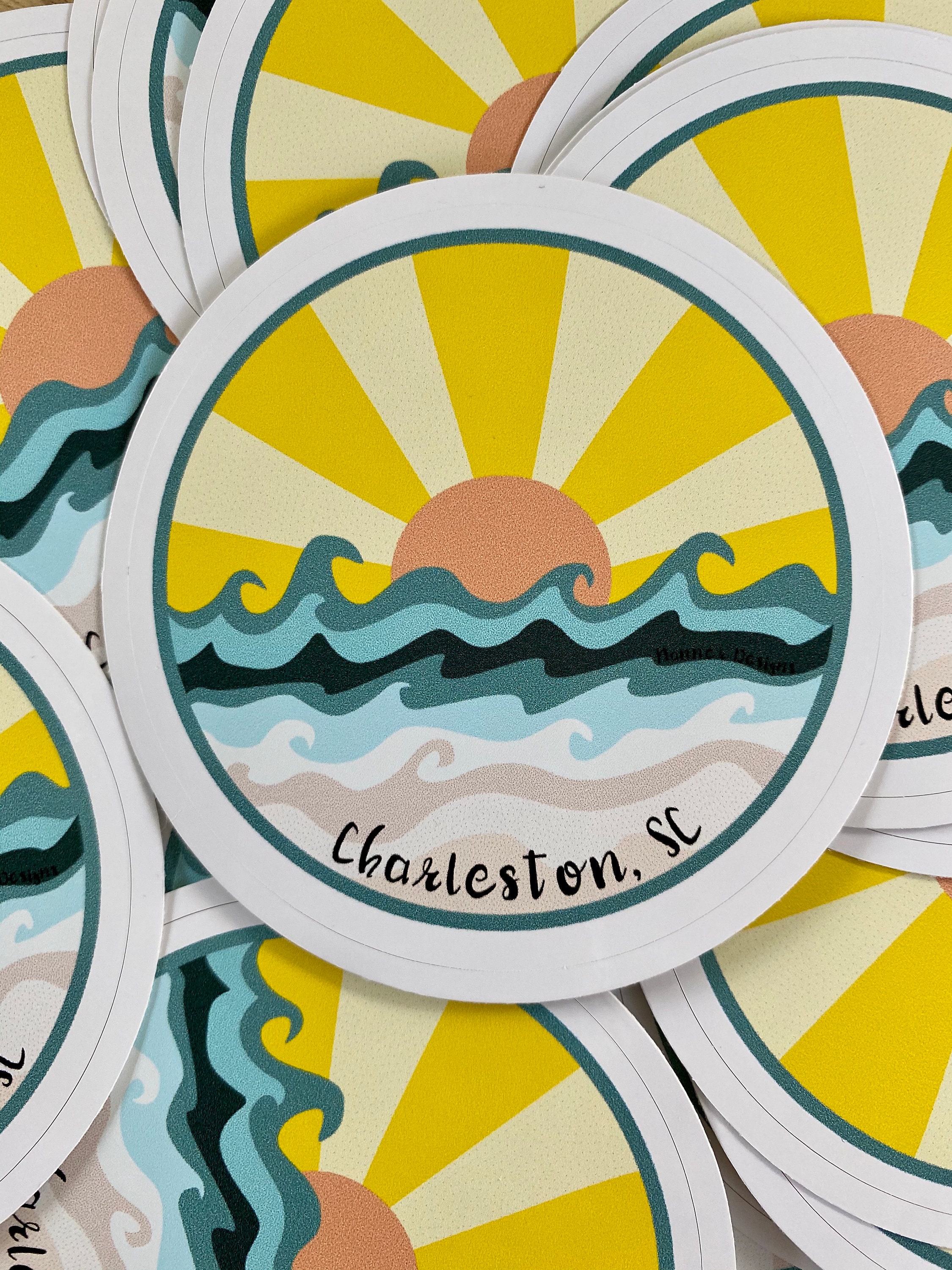 Yellow Sunrise Charleston SC Sticker Decal - Etsy