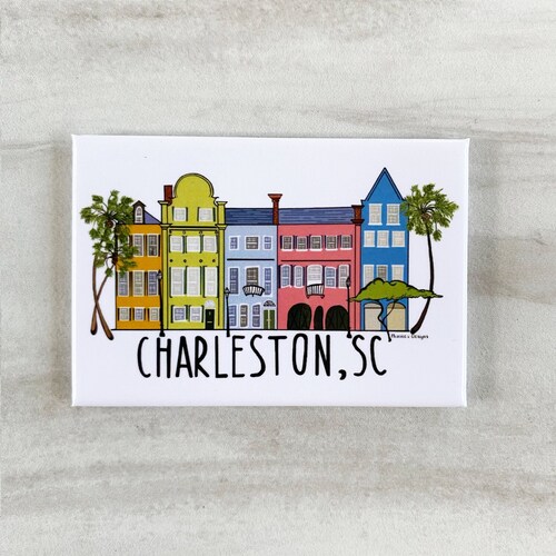 PRINTED Rainbow Row Charleston South Carolina Watercolor - Etsy