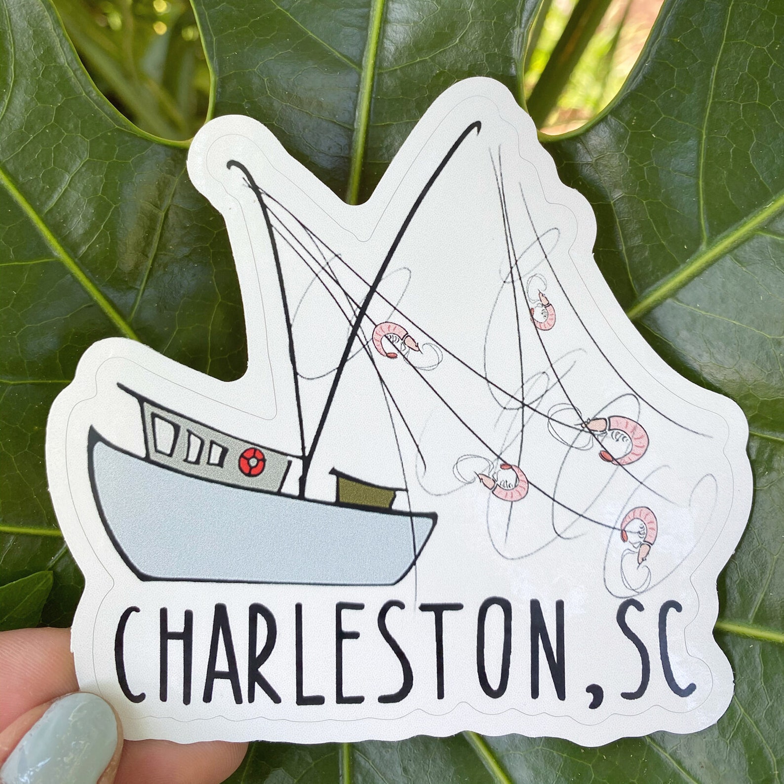 Shrimp Boat Charleston SC Sticker - Etsy