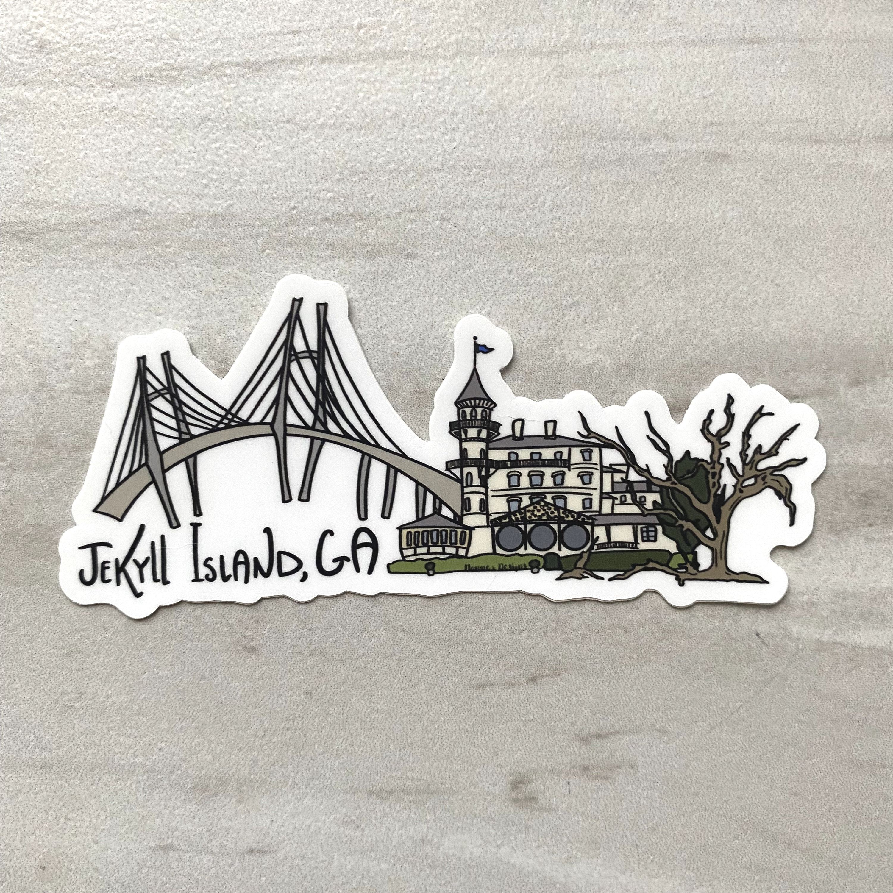 Jekyll Island, GA Club & Sidney Lanier Bridge Sticker - Etsy
