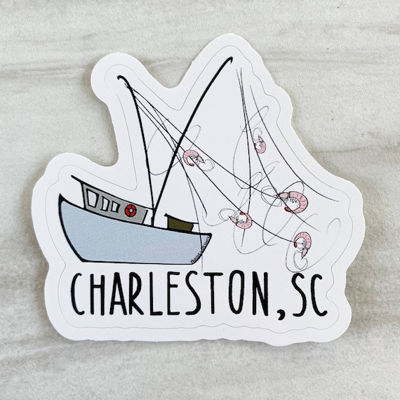 Shrimp Boat Charleston SC Sticker | Etsy