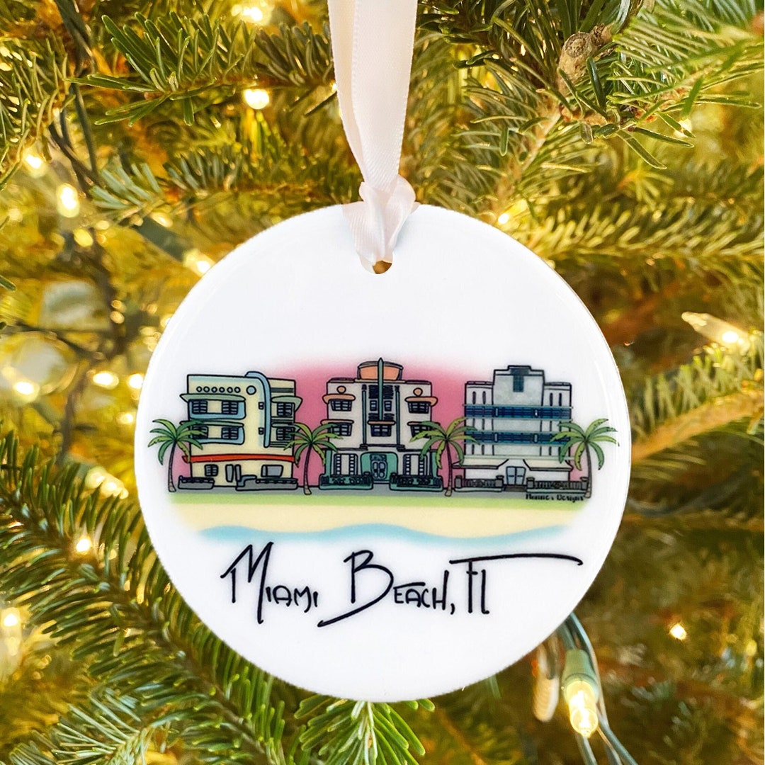 Ocean Drive Miami Beach, Florida Ceramic Ornament - Etsy