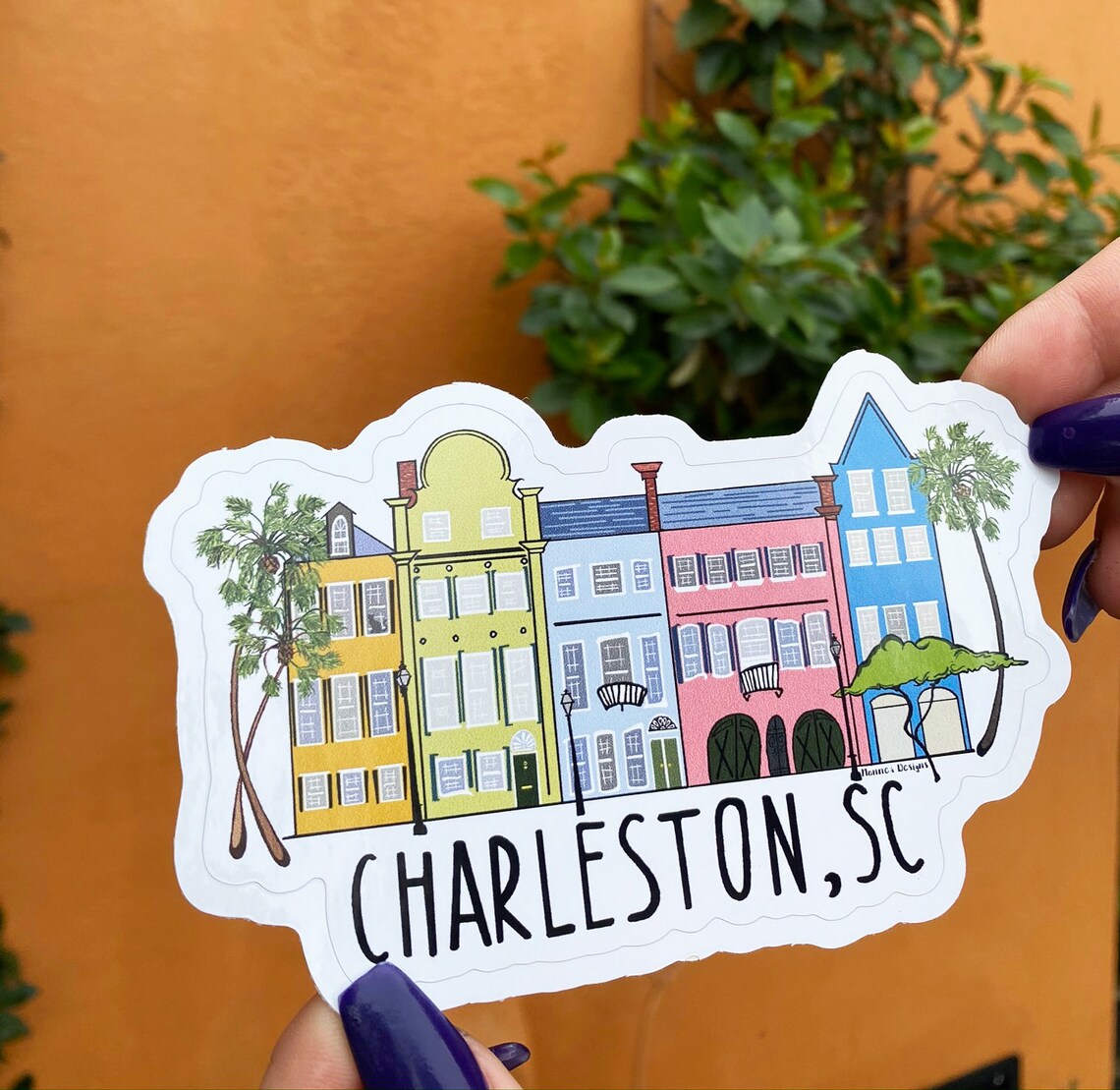 Charleston Rainbow Row Sticker - Etsy