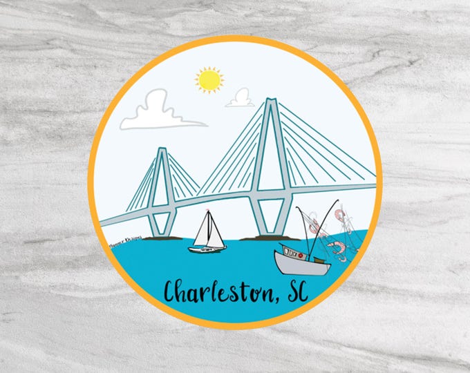 Charleston SC Sticker, Cooper River Bridge Sticker, Ravenel Bridge ...