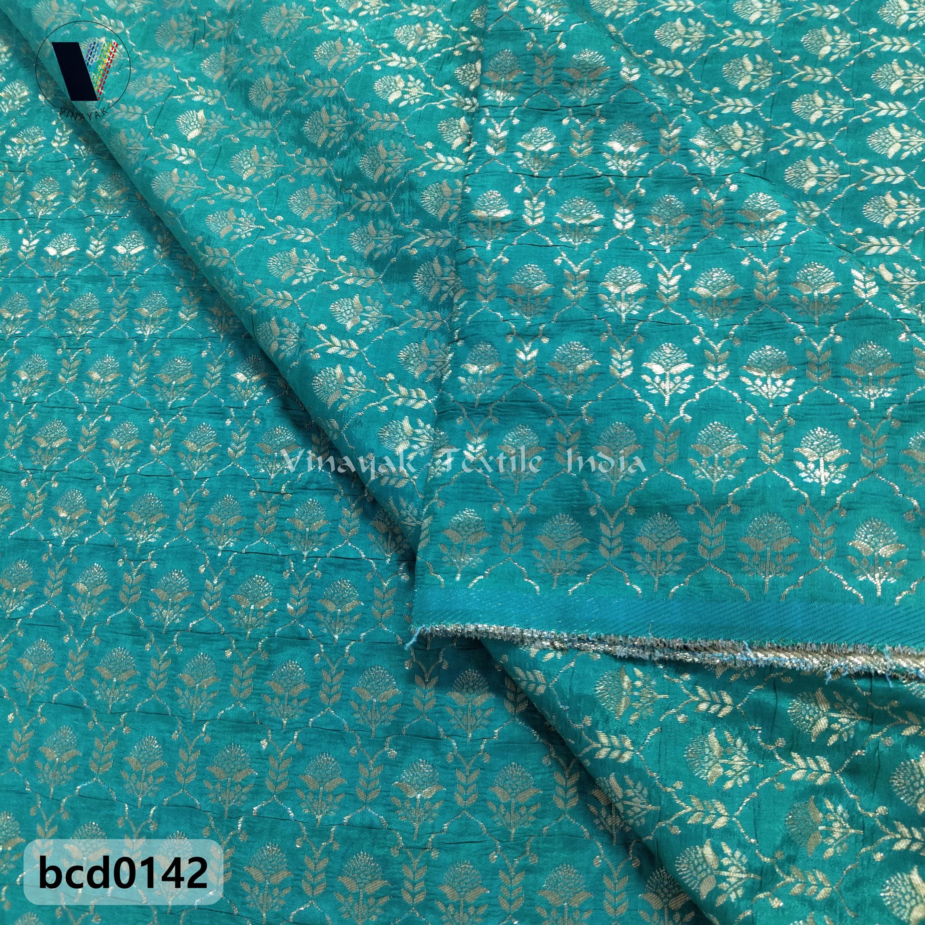 Teal Brocade/plain 46"x by the Yard, Moroccan Pattern, Banaras Brocade ...