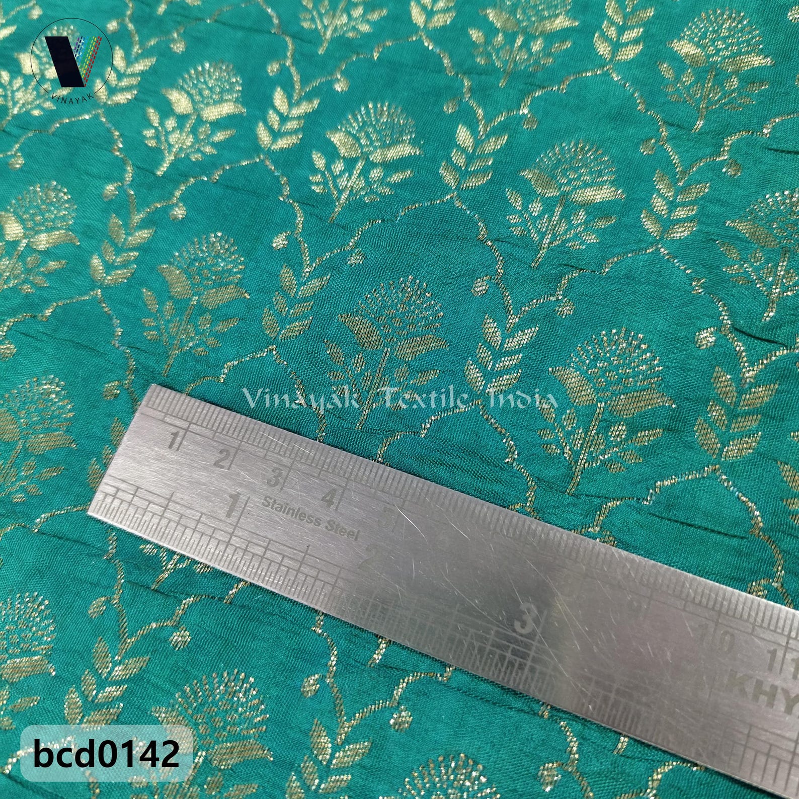 Teal Brocade/plain 46"x by the Yard, Moroccan Pattern, Banaras Brocade ...