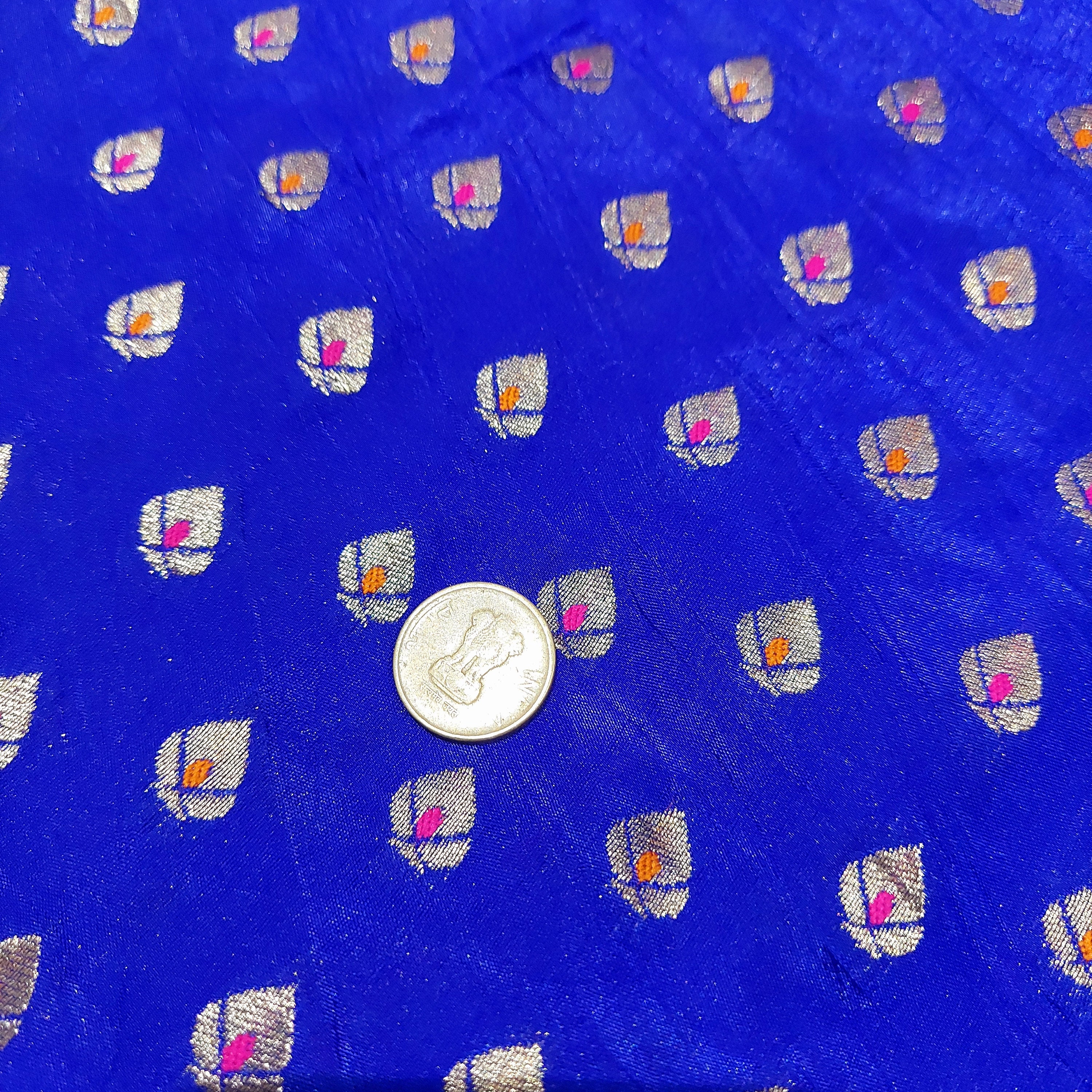 Indian Brocade by Yard, 45"art Silk Brocade, Small Leaf Motif Design ...