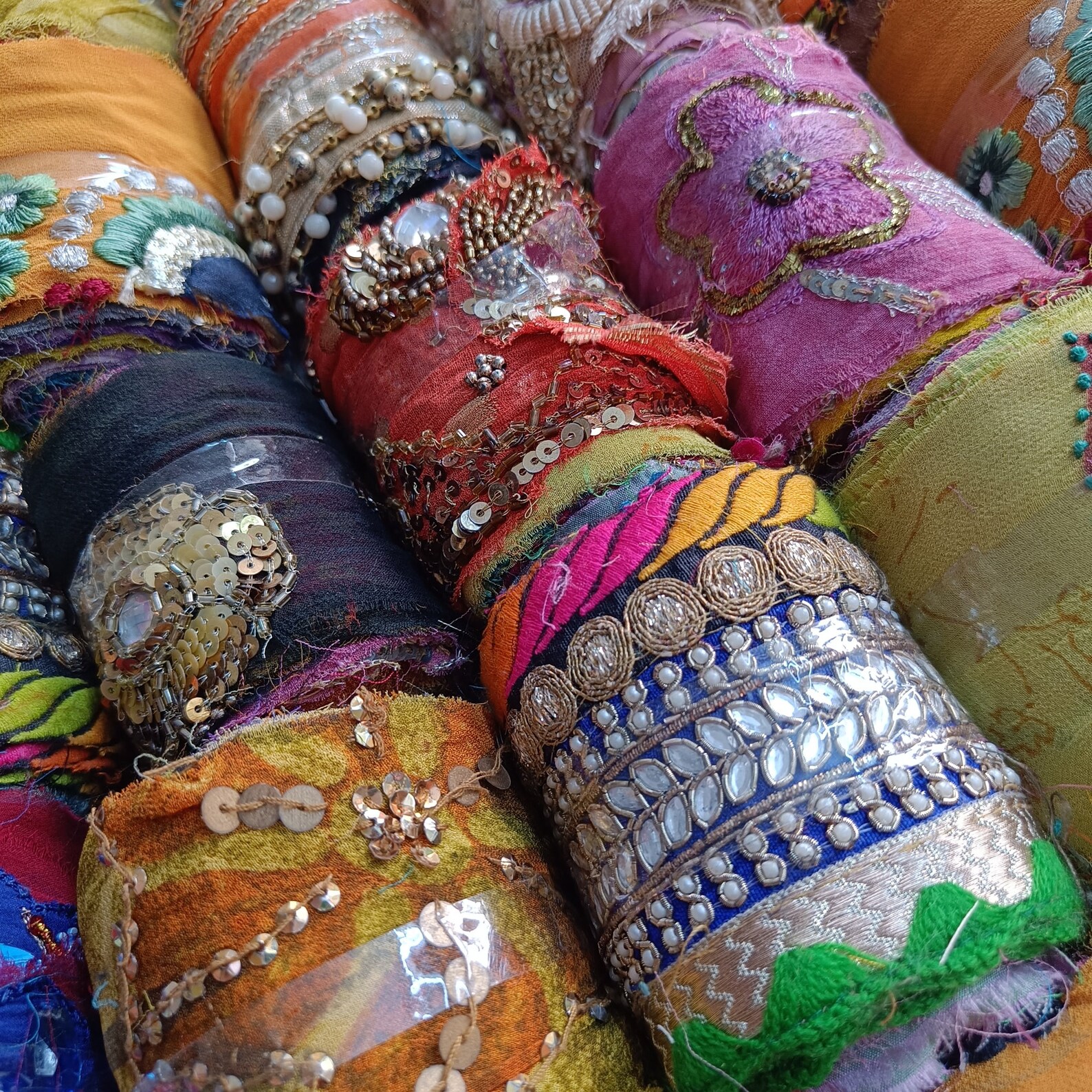 3 Embroidered Chiffon Ribbon 100g Multicolor Assorted - Etsy