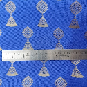 48" Royal Blue Brocade by the Yard, Indian Art Silk Brocade,banarasi ...