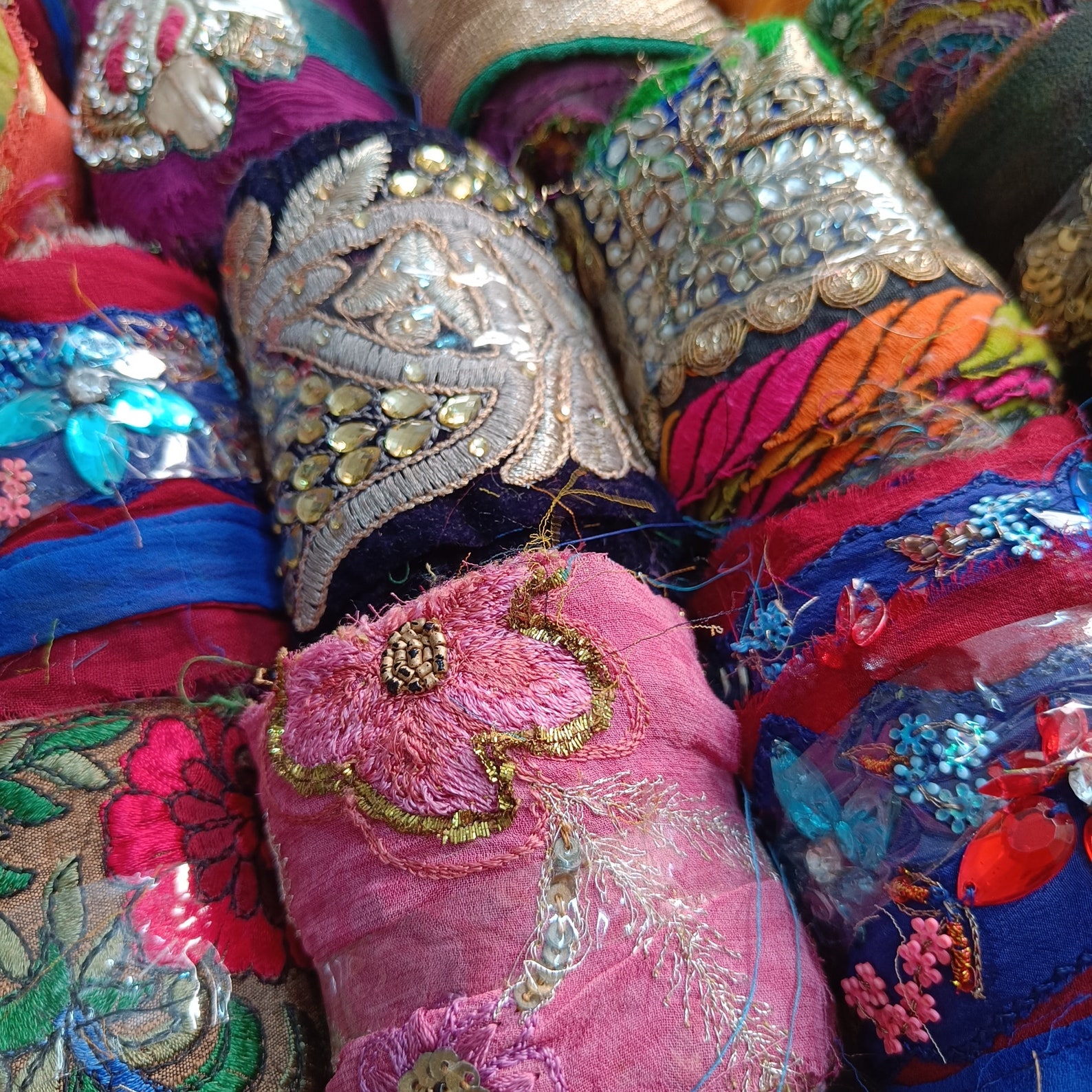 3 Embroidered Chiffon Ribbon 100g Multicolor Assorted - Etsy