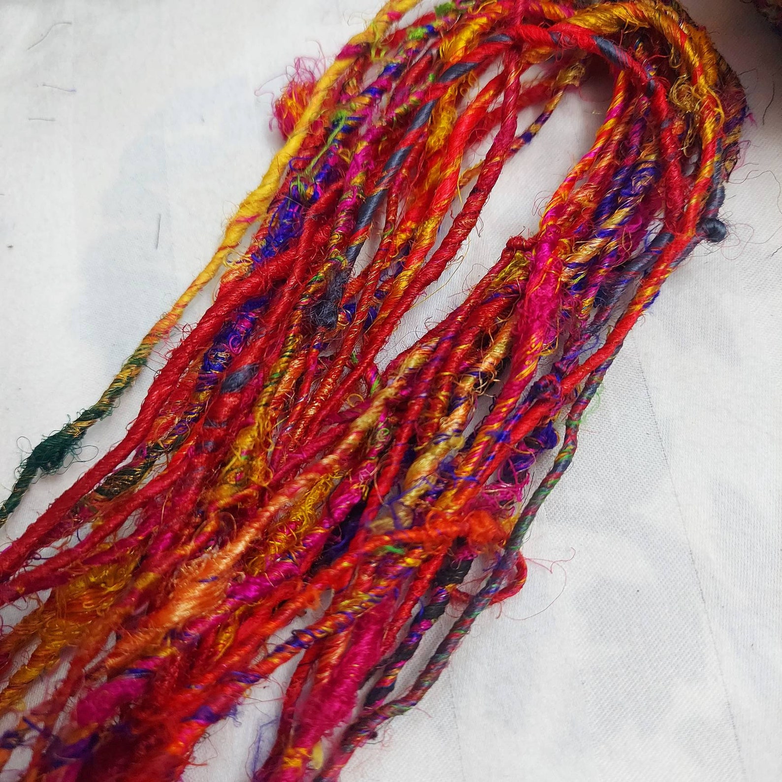 Recycled Handspun Sari Silk Fibre Yarn, Multicolored Yarn, Sari Silk ...
