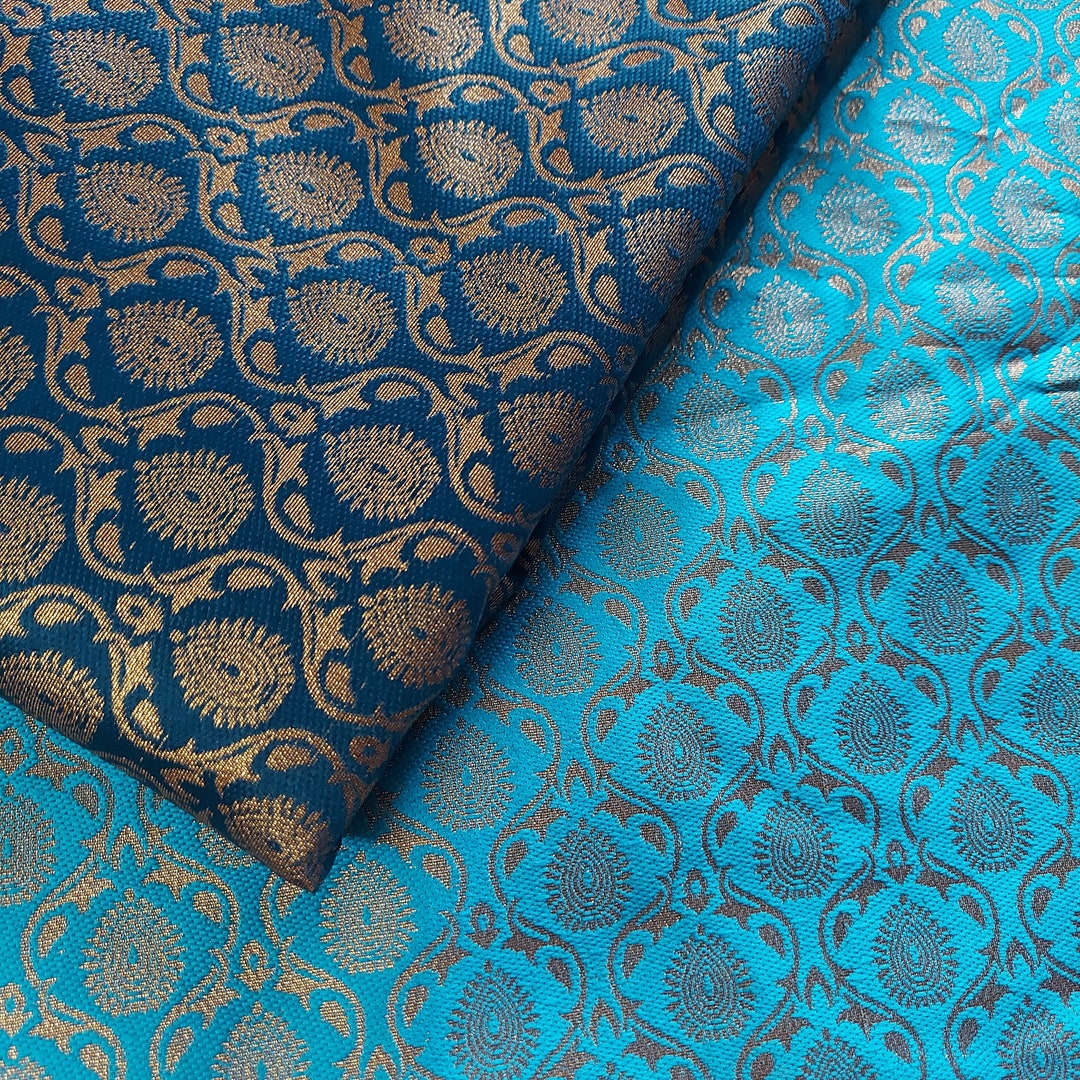 Brocade 48 Width By The Yard Art Silk Moroccan Leaf Banaras Brocade