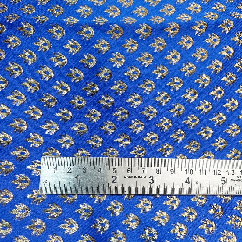 48" Royal Blue Brocade by the Yard, Indian Art Silk Brocade,banarasi ...