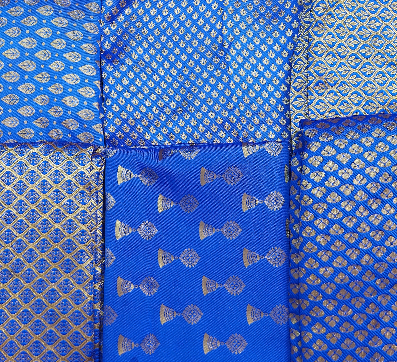 48" Royal Blue Brocade by the Yard, Indian Art Silk Brocade,banarasi ...