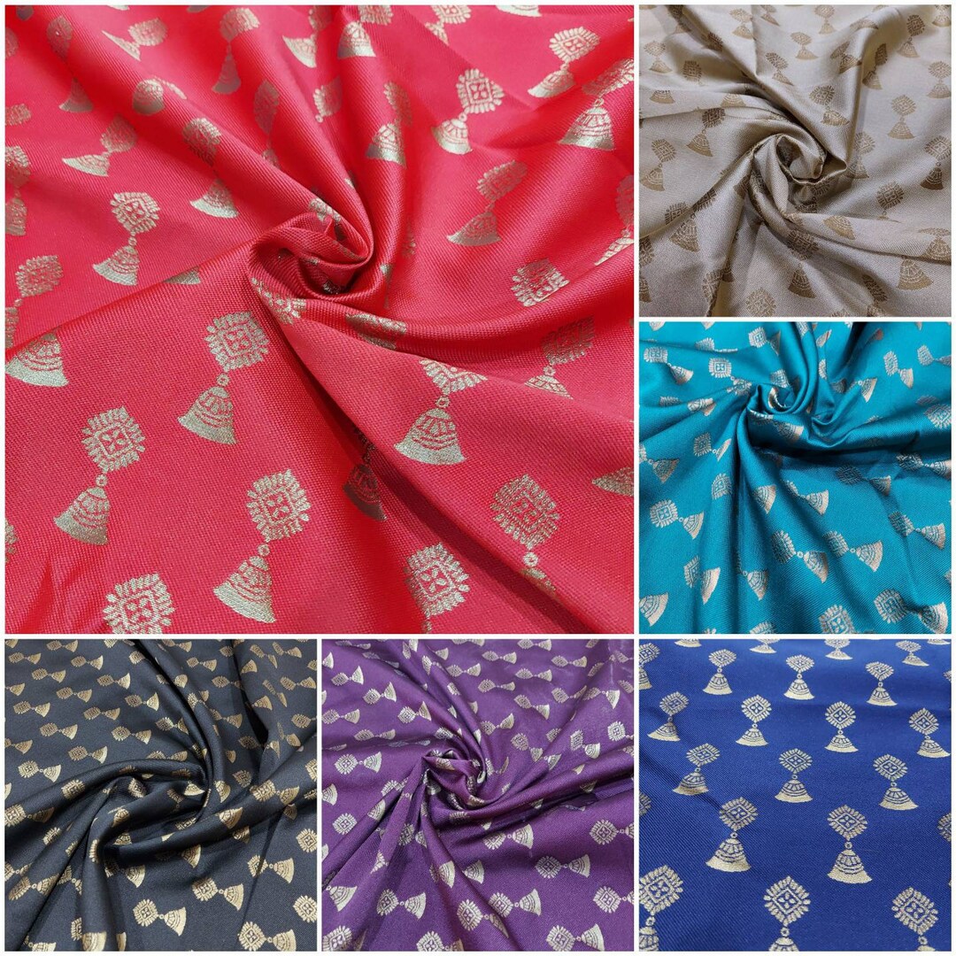 48" Brocade Fabric by Yard,indian Ethnic Bell Brocade, Art Silk Brocade ...