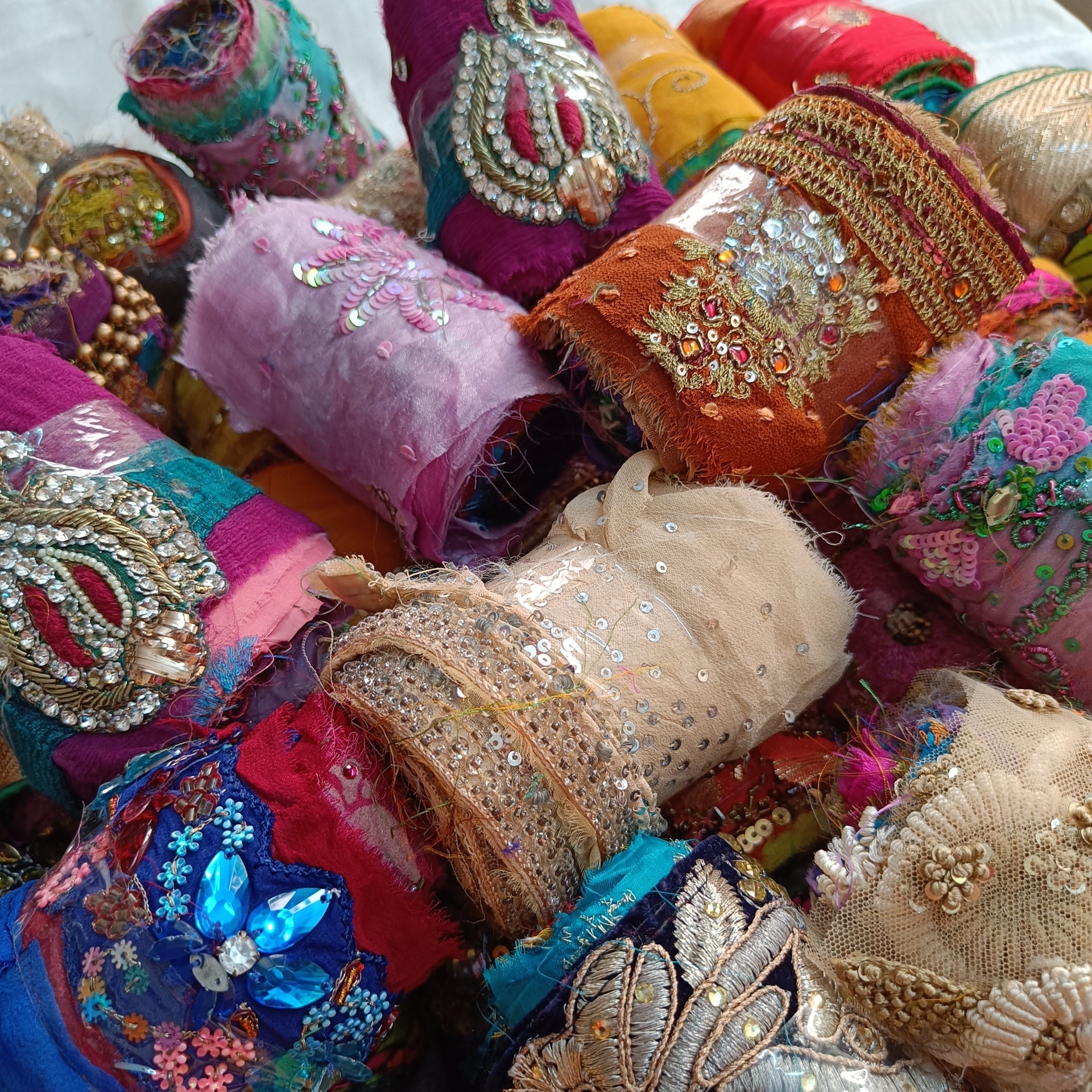 3 Embroidered Chiffon Ribbon 100g Multicolor Assorted - Etsy